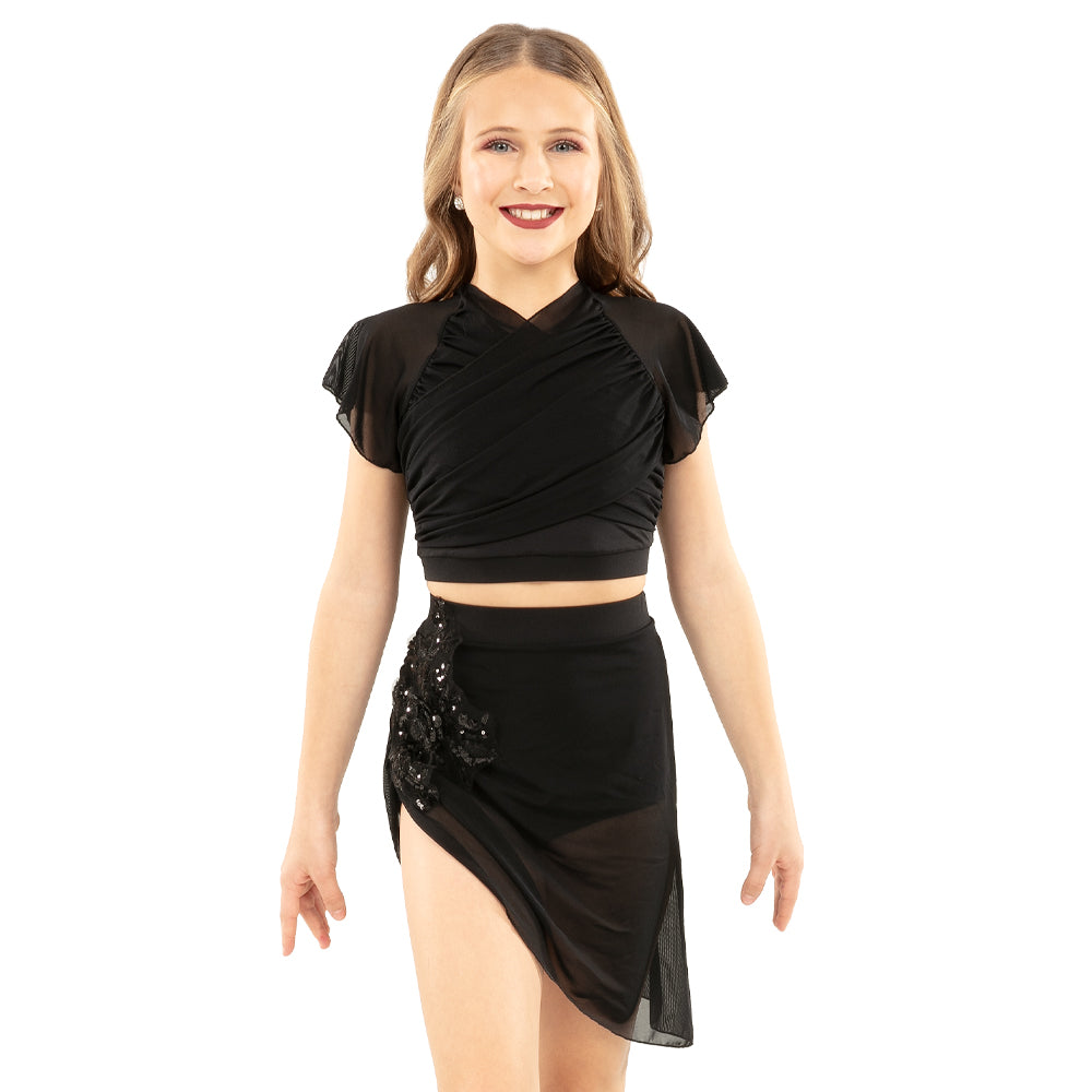 Youth Flutter Sleeve Performance Crop Top : AC6357C - Just For Kix