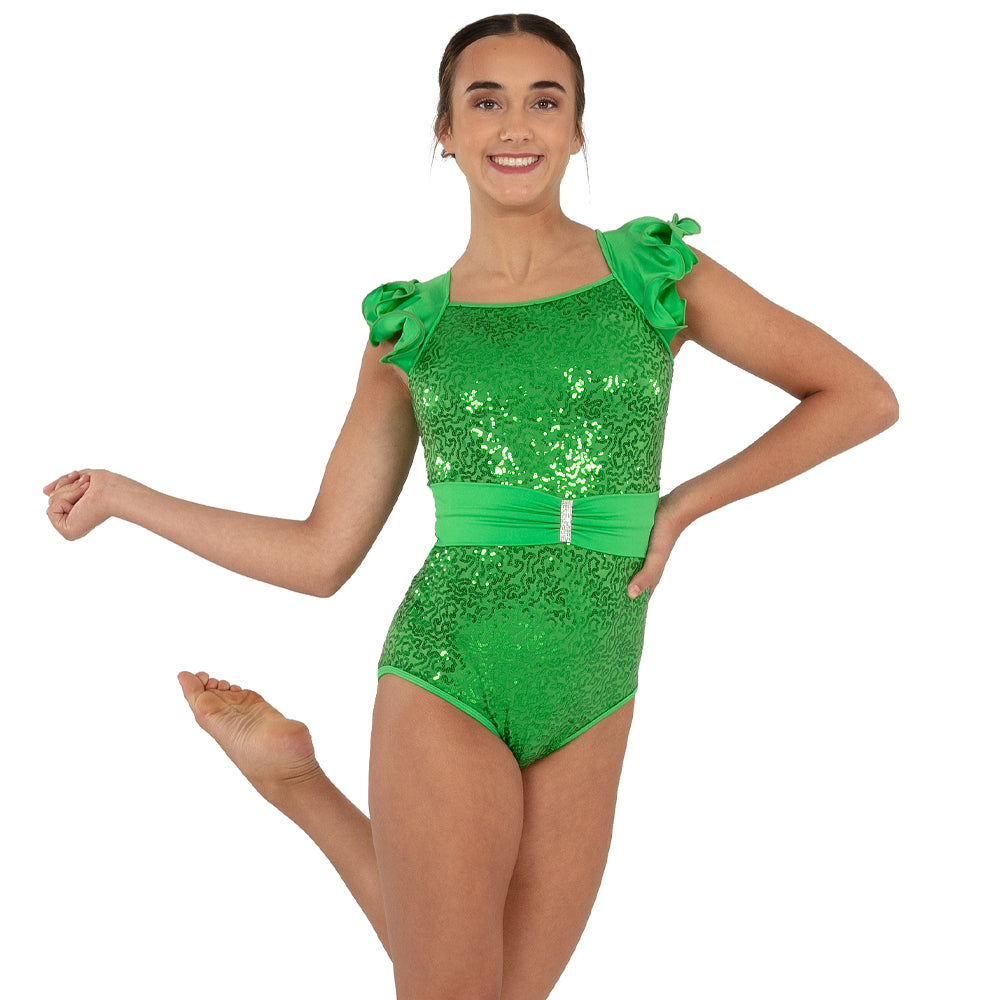 Fancy Ruffle Sleeve Sequin Leotard: AC6590 - Just For Kix